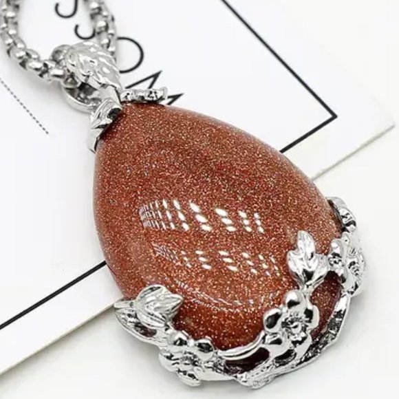 Drop Stone Pendant | Jewelry | Gold Sandstone Natural Stone Drop Shaped ...